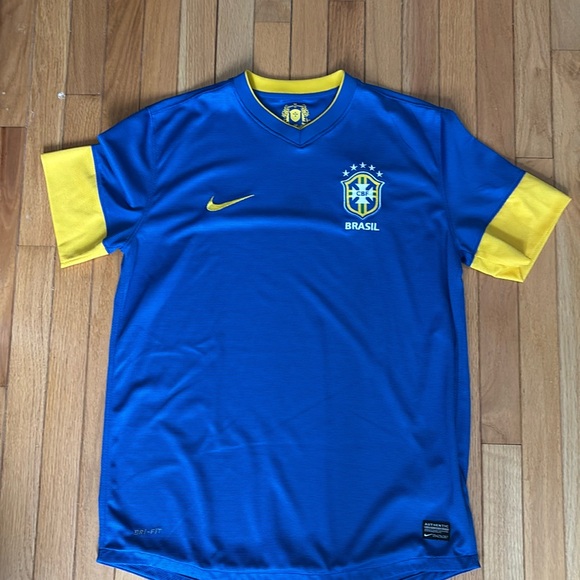 Nike | Shirts | Nike Brazil Blue Away Soccer Jersey | Poshmark
